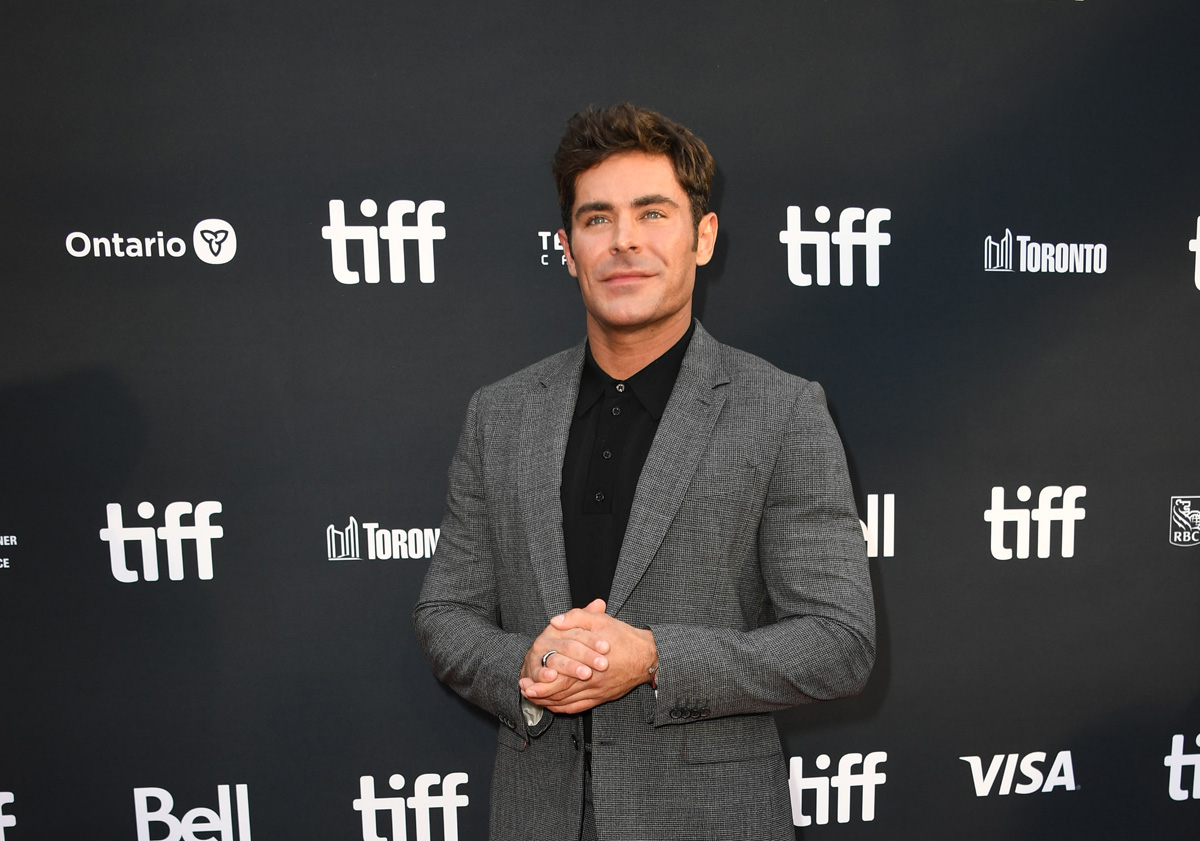 Zac Efron kept it classy in a grey suit and black shirt | Toronto ...